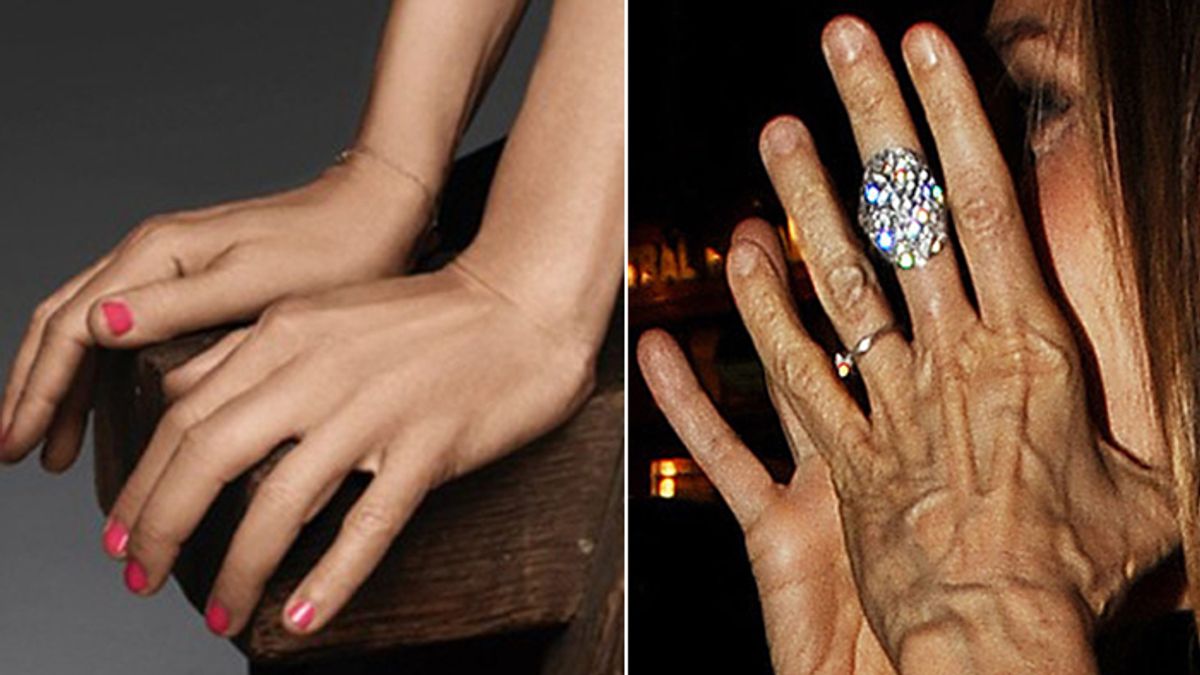 Toľko retuše ste ešte nevideli. Ruky slávnej hviezdy v reklame a ...